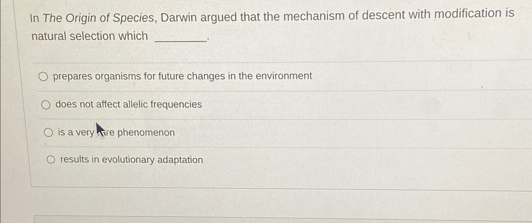 Solved In The Origin of Species, Darwin argued that the | Chegg.com
