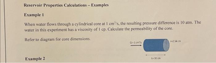 Solved Reservoir Properties Calculations - Examples Example | Chegg.com