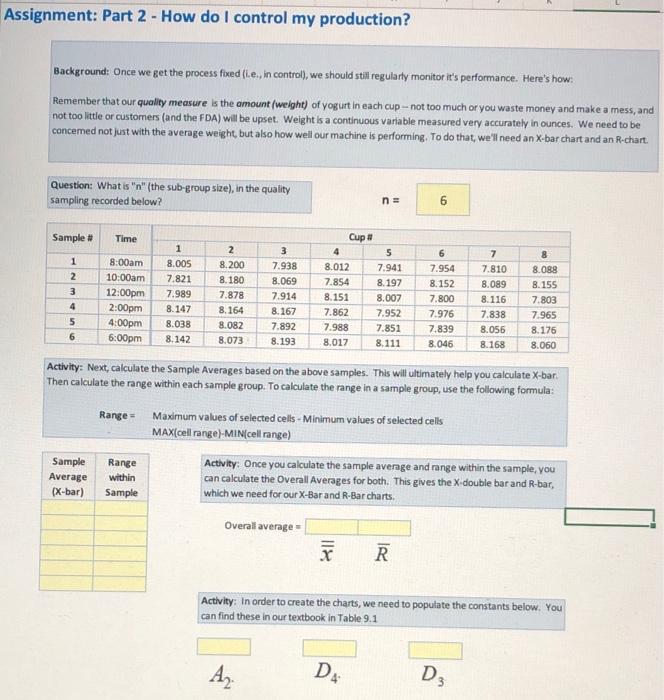Solved Assignment: Part 2 - How do I control my production? | Chegg.com