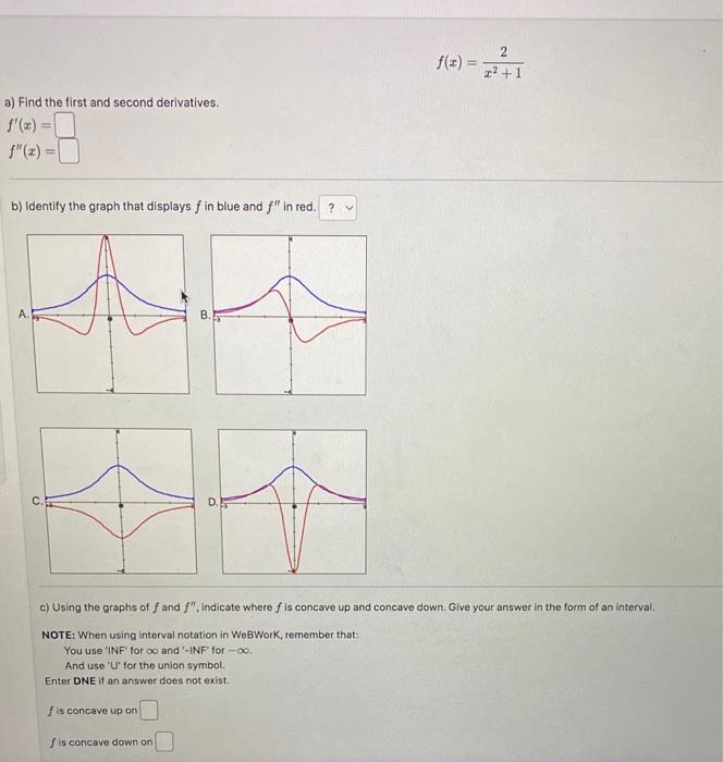 Solved f(x)=x2+12 a) Find the first and second derivatives. | Chegg.com