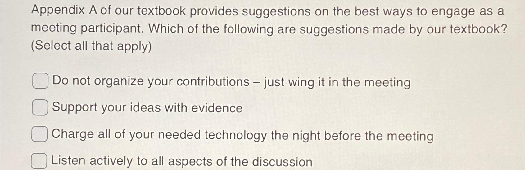 Solved Appendix A of our textbook provides suggestions on | Chegg.com