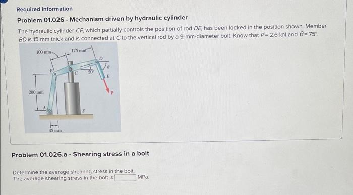 Solved Required information Problem 01.026 - Mechanism | Chegg.com