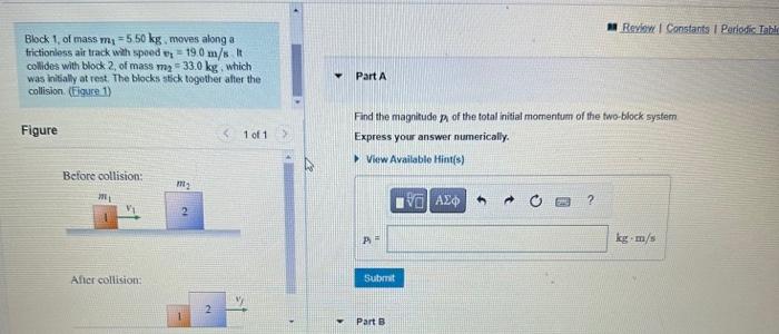 Solved Block 1, of mass m1=5.50 kg, moves along a | Chegg.com