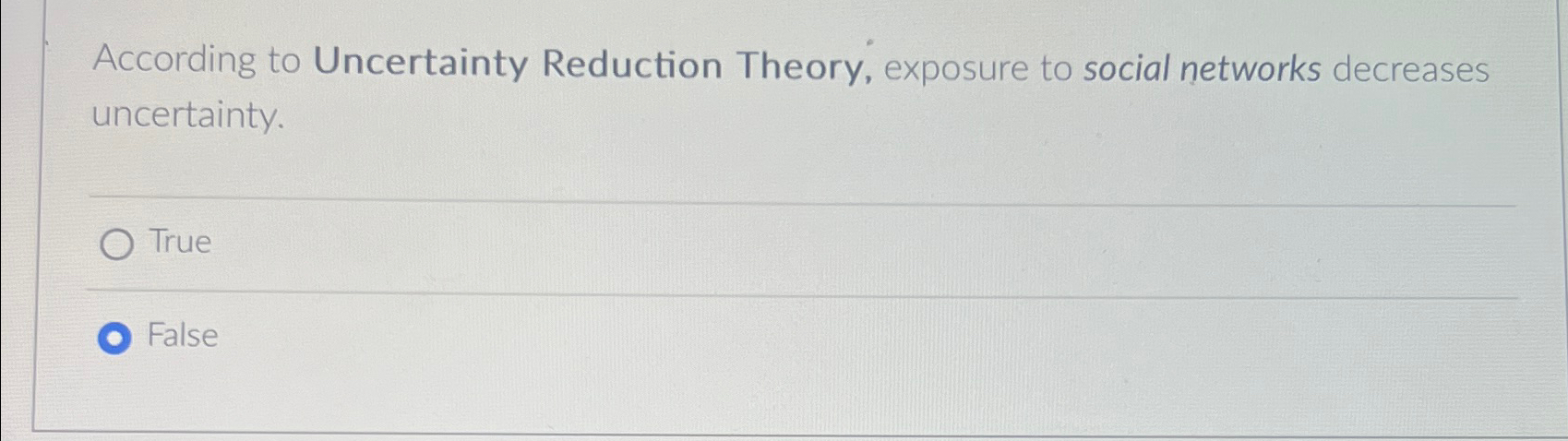 Solved According to Uncertainty Reduction Theory, exposure | Chegg.com