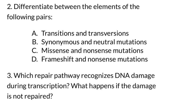 Solved 2. Differentiate between the elements of the | Chegg.com