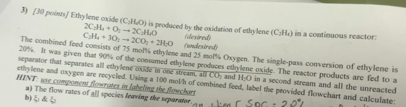 [30 ﻿points] ﻿Ethylene oxide (C2H4O) ﻿is produced by | Chegg.com