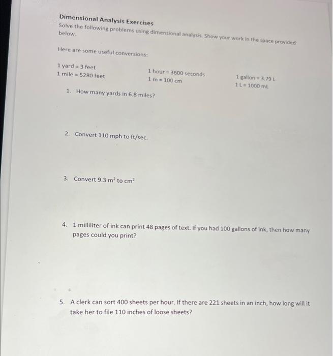Solved Solve the following problems using dimensional | Chegg.com
