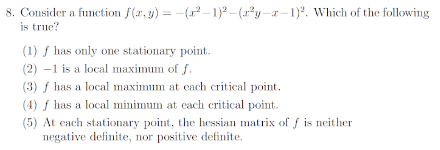 Solved Consider a function f(x,y)=-(x2-1)2-(x2y-x-1)2. | Chegg.com