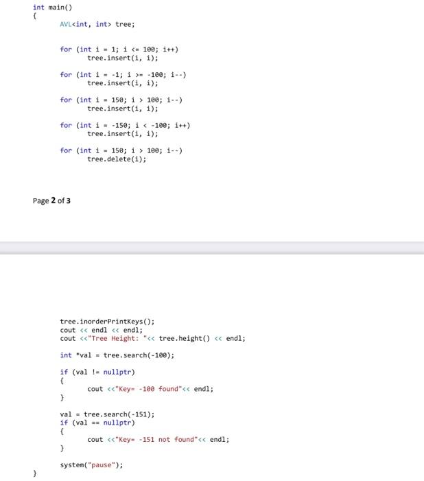 Implement the following methods for AVL class: a. A | Chegg.com