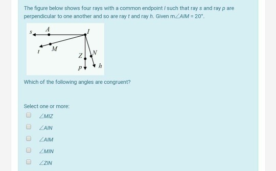 Solved The figure below shows four rays with a common | Chegg.com