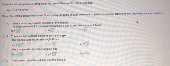 Solved Solve the following range ning either the Law of | Chegg.com