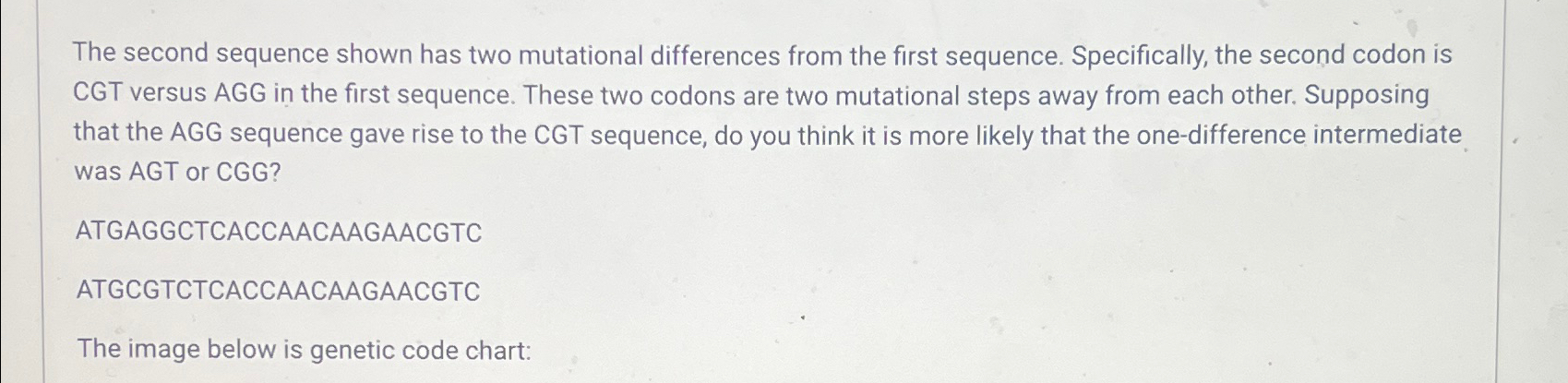 Solved The second sequence shown has two mutational | Chegg.com