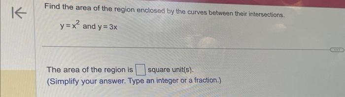 Solved Find the area of the region enclosed by the curves | Chegg.com