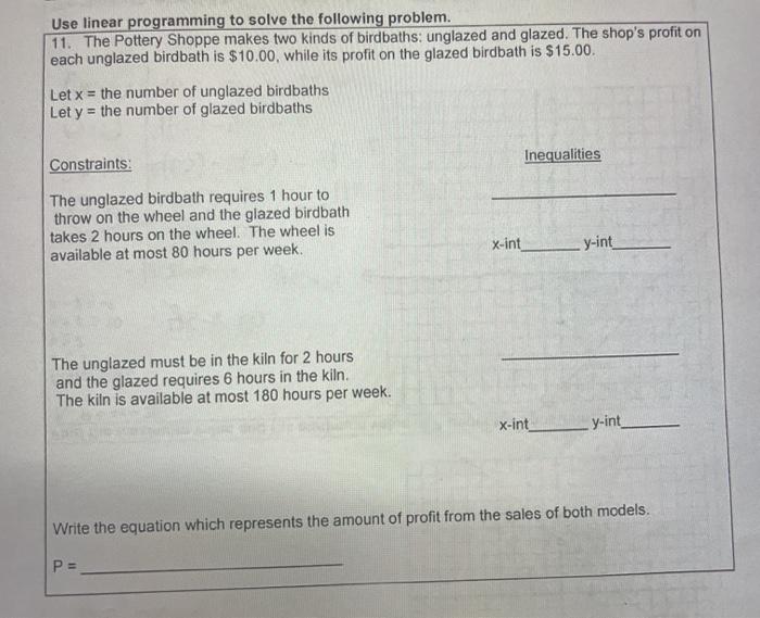 Solved Use linear programming to solve the following | Chegg.com