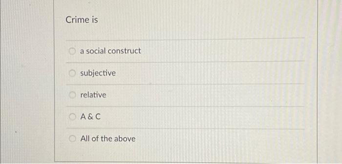 Solved Crime is a social construct subjective relative A&C | Chegg.com