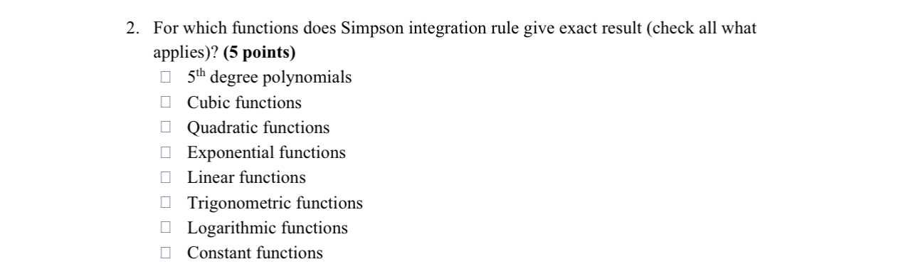 Solved For which functions does Simpson integration rule | Chegg.com