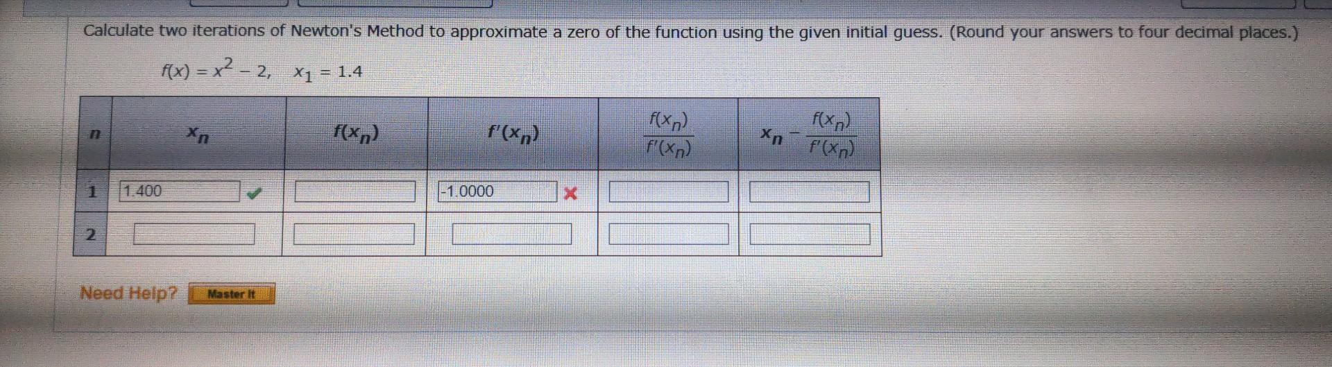 Solved Calculate two iterations of Newton's Method to | Chegg.com
