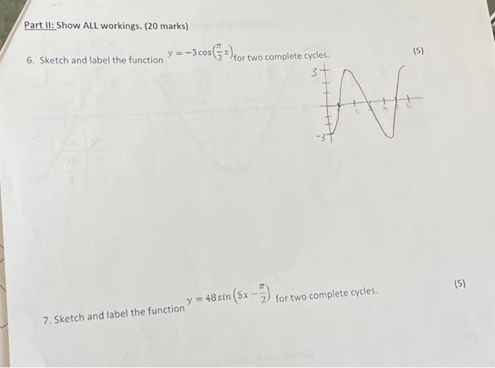 Solved Sketch and label the function = -3 cos(x) for two | Chegg.com
