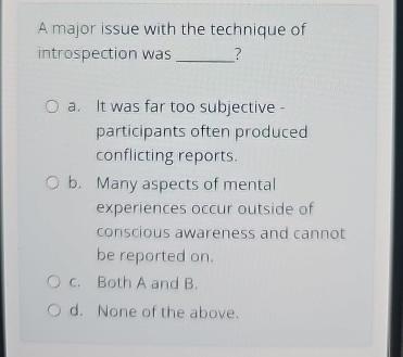 Solved A major issue with the technique of introspection | Chegg.com