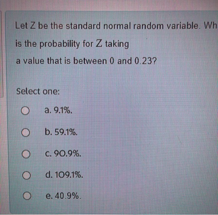 Solved Let Z be the standard normal random variable. Wh is | Chegg.com