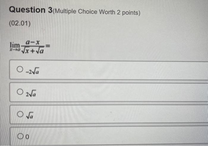Solved Question 3 (Multiple Choice Worth 2 points) (02.01) | Chegg.com