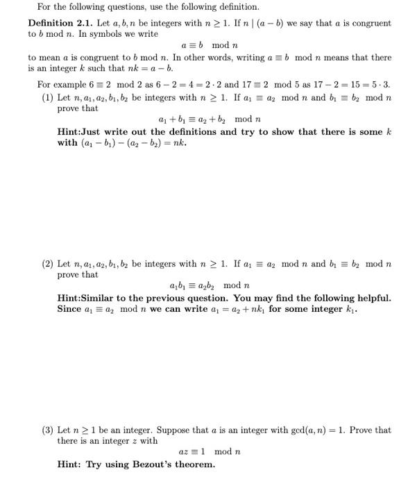 Solved For the following questions, use the following | Chegg.com