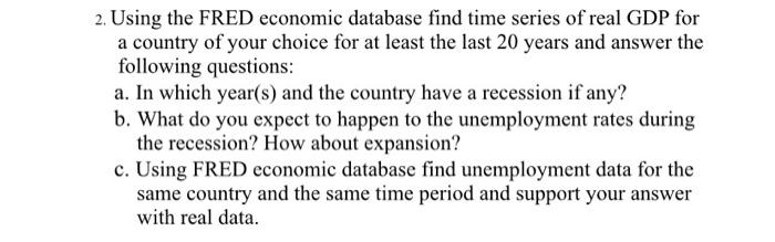 Solved 2. Using the FRED economic database find time series | Chegg.com