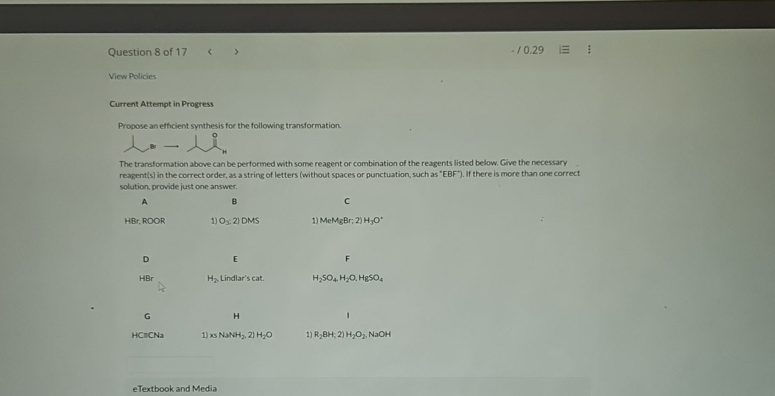 Solved Question 8 ﻿of 1710.29View PoliciesCurrent Attempt in | Chegg.com