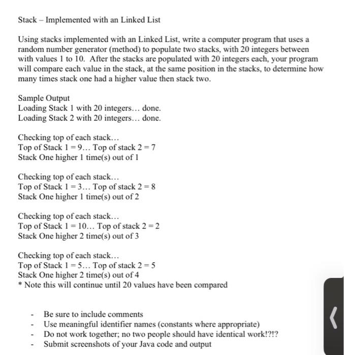 Solved Stack Implemented With An Linked List Using Stacks 5479