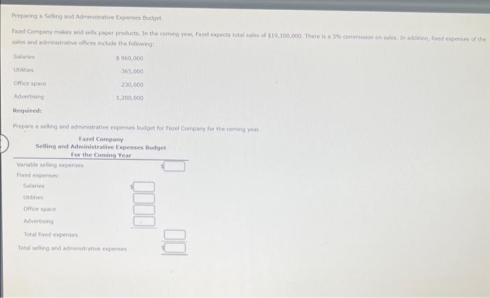 Solved Preparing at Feling and Administrative Expenses | Chegg.com