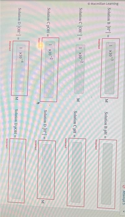 Solved Complete this table to show the pH and pOH of each | Chegg.com