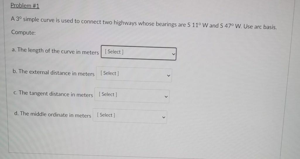 Solved Problem #1 A 3° simple curve is used to connect two | Chegg.com