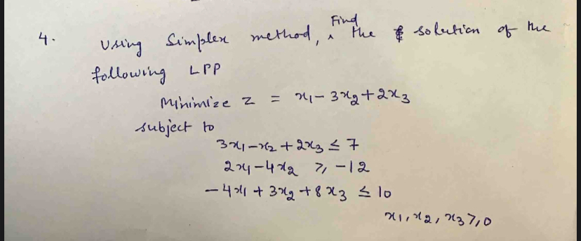 Solved Using simplex method, Find the solution of the | Chegg.com