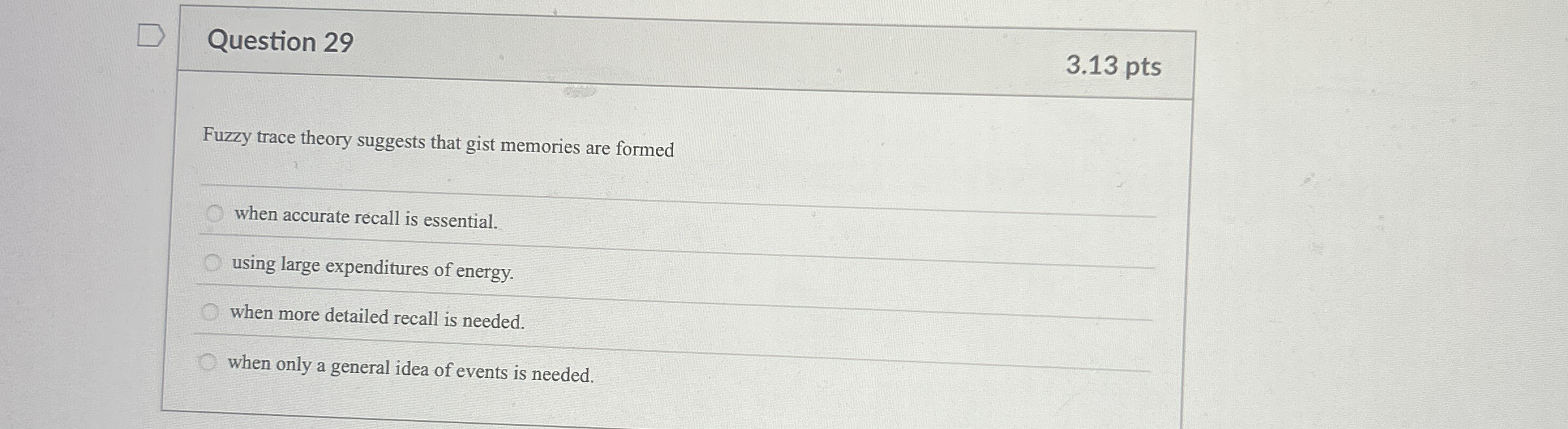 Solved Question 293.13 ﻿ptsFuzzy trace theory suggests that | Chegg.com
