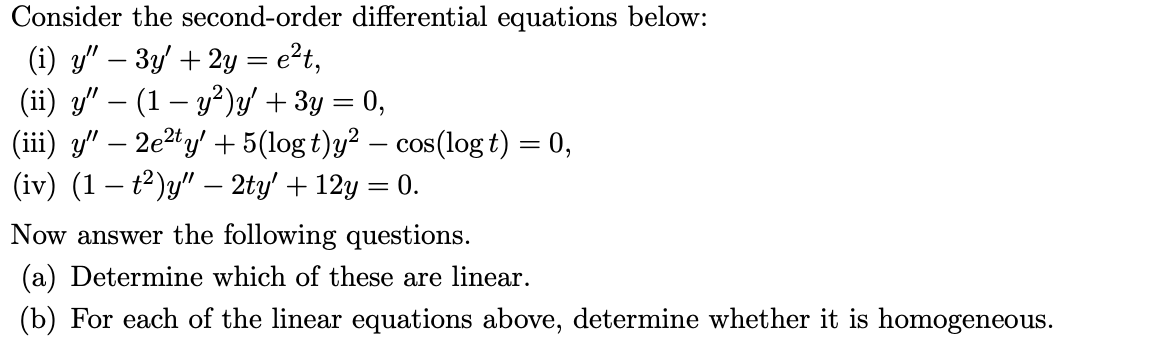 Solved Consider the second-order differential equations | Chegg.com