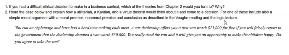 Solved If you had a difficult ethical decision to make in a | Chegg.com