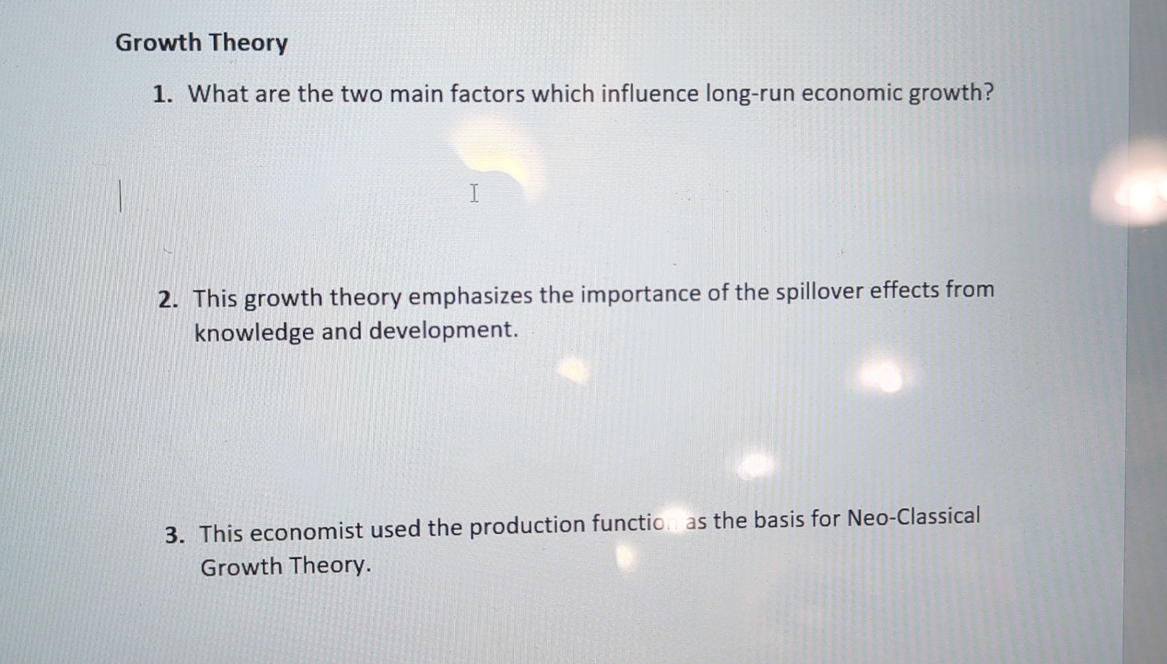 Solved Growth TheoryWhat are the two main factors which | Chegg.com