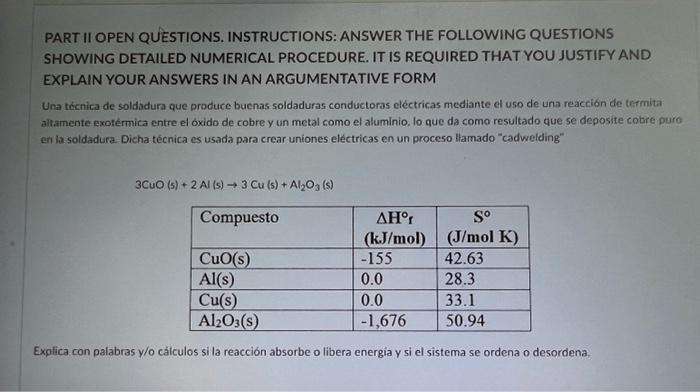 Solved PART II OPEN QUESTIONS. INSTRUCTIONS: ANSWER THE | Chegg.com