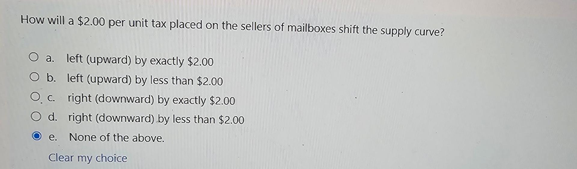Solved How will a $2.00 ﻿per unit tax placed on the sellers | Chegg.com