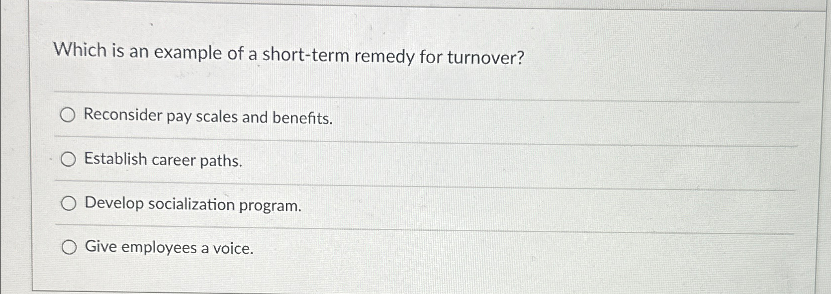 Solved Which is an example of a short-term remedy for | Chegg.com
