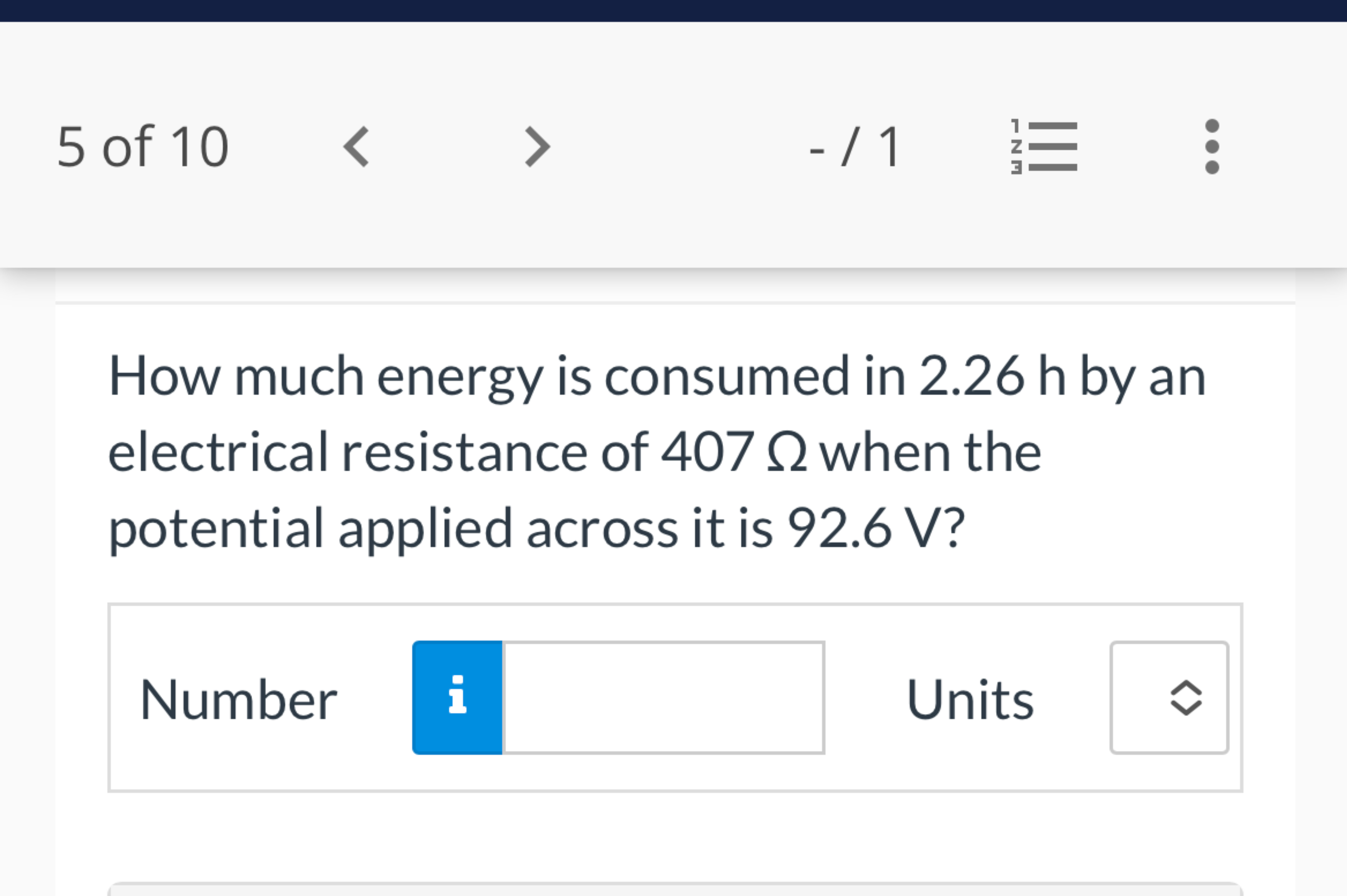 Solved How much energy is consumed in 2.26h ﻿by anelectrical | Chegg.com