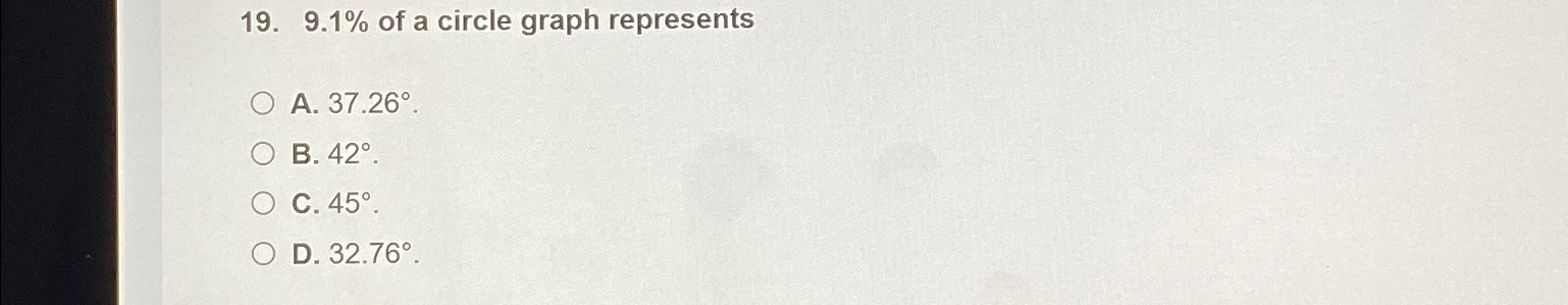 Solved 9.1% ﻿of a circle graph | Chegg.com