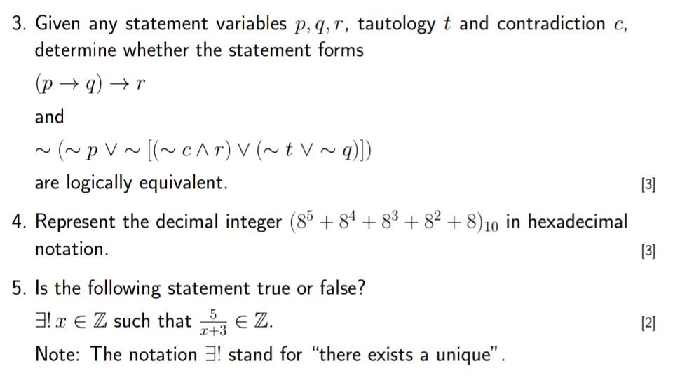 Solved 3. Given any statement variables p, q, r, tautology t | Chegg.com