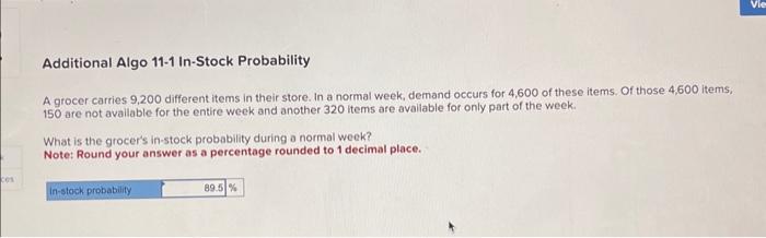 Solved Additional Algo 11-1 In-Stock Probability A grocer | Chegg.com