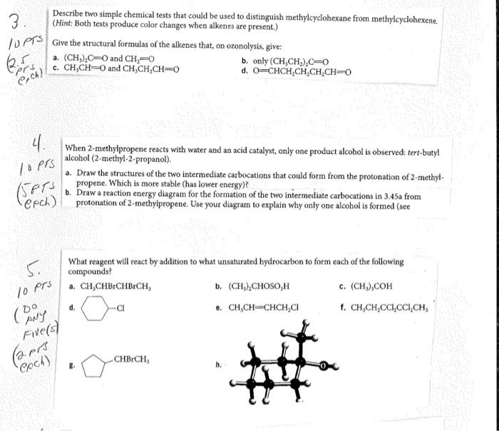 Solved Describe two simple chemical tests that could be used | Chegg.com
