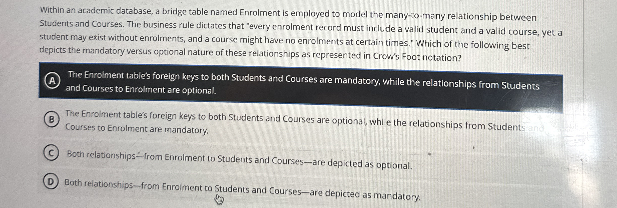 Solved Within an academic database, a bridge table named | Chegg.com