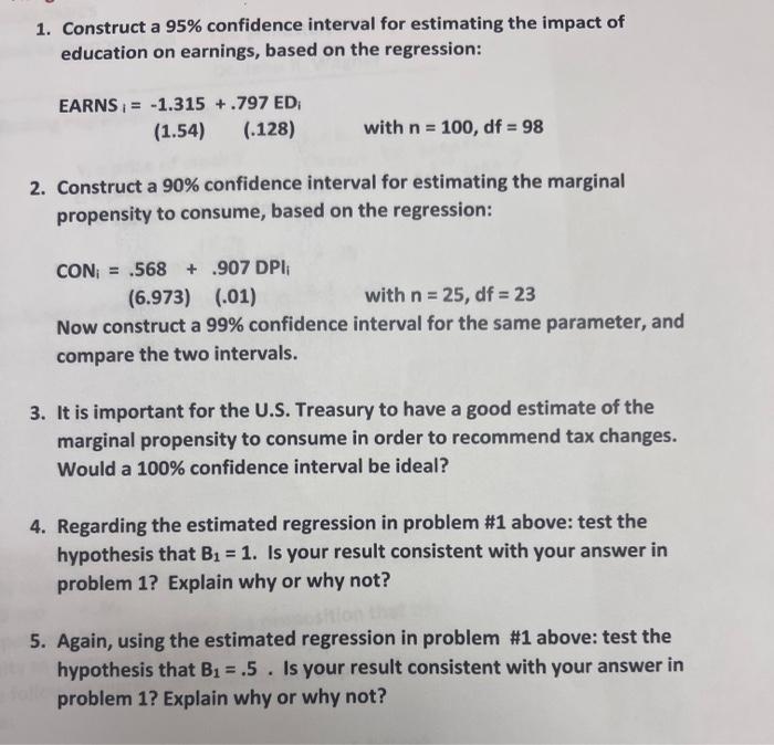 Solved 1 Construct A 95 Confidence Interval For Estimating 5215