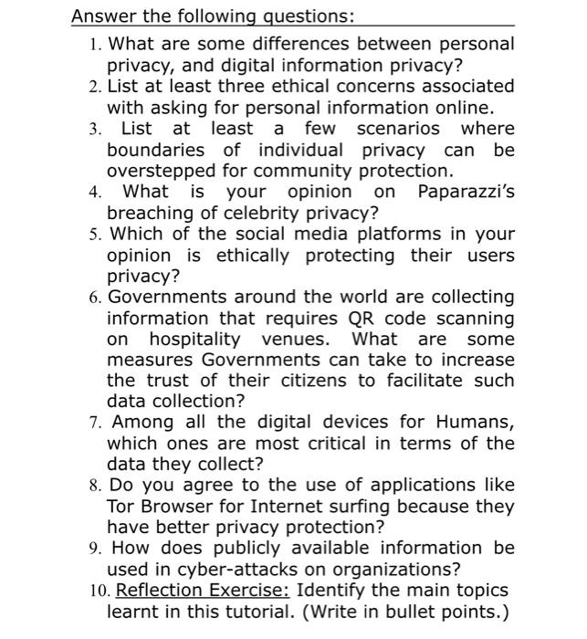 Solved Answer the following questions: 1. What are some | Chegg.com