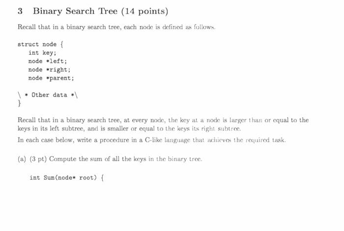 Solved Recall that in a binary search tree, each node is | Chegg.com