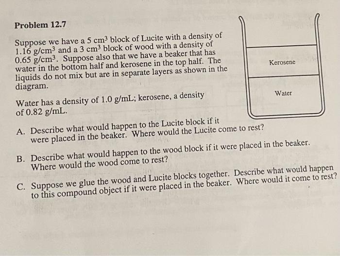 Solved Problem 12.7 Suppose we have a 5 cm3 block of Lucite | Chegg.com